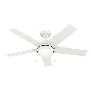 Hunter Bartlett Indoor Ceiling Fan with LED Light and Pull Chain Control, 52", Fresh White