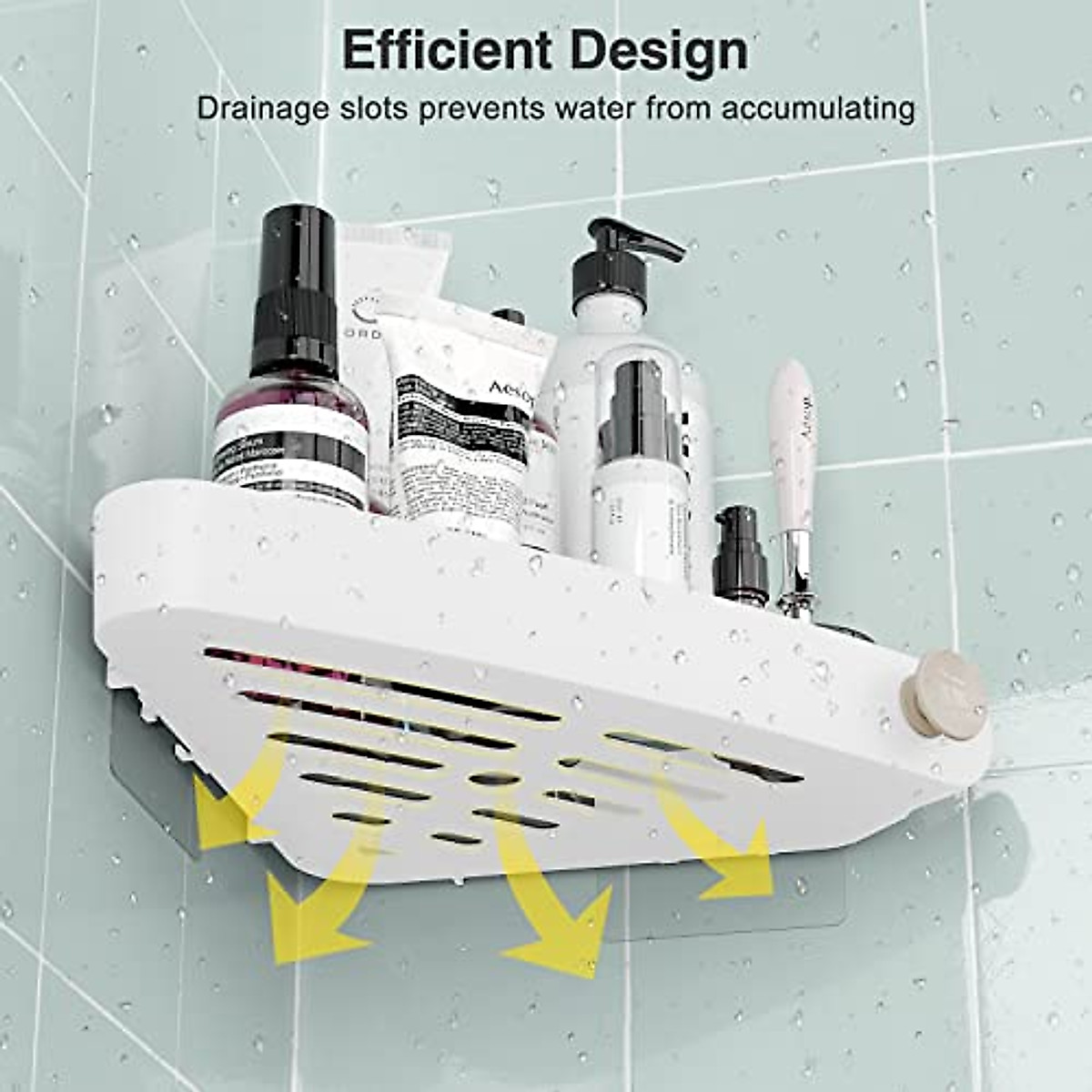 Sotfamily Corner Shower Caddy, Adhesive Plastic Shower Organizer for Bathroom, 2 Pack, White