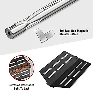 Coisien 62752 19.5 inch Grill Burner and 7622 Heat Deflector Fits Weber Genesis 300 Series, 304 Stainless Steel Grill and Porcelain Steel Heat Plates Replacement Parts for Genesis E- 310 S-310 E-320 S-320 E-330 S-330 EP-310 EP-320 EP-330 CEP-310 CEP-320 C