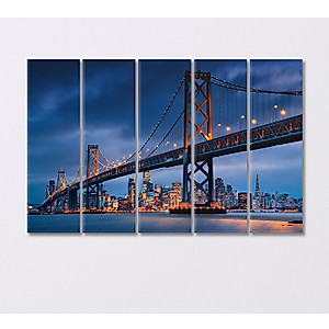 Downtown San Francisco with Oakland Bridge USA Canvas Print 1 Panel / 36x24 inches