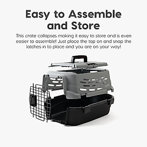 IRIS USA 23" Cat Carrier, Small Pet Carrier Hard, Dog Kennel with 2-Door Front and Top Access, Dog Carrier, up to 18 pounds, Black/Gray