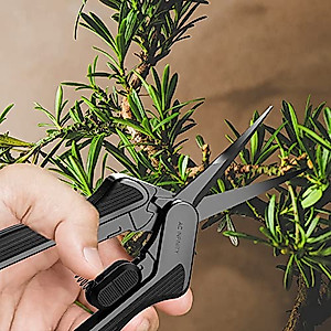 AC Infinity 6.6” Stainless Steel Curved Pruning Shear, Lightweight Ergonomic Design, Curved Precision Blades with Nonstick Titanium Coating for Gardening, Hydroponics, Grow Tents