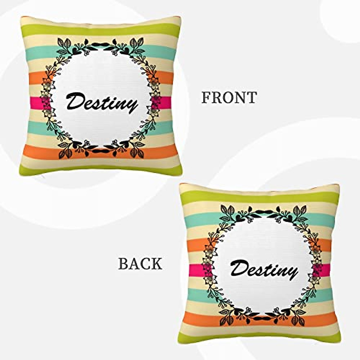 KPSheng Personalized Floral Pillow 5 Designs Flower Pillow with Name Custom Name Throw Pillow Covers for Sofa Living Room Gifts for Girls, Mother's Day Birthday Gift idea