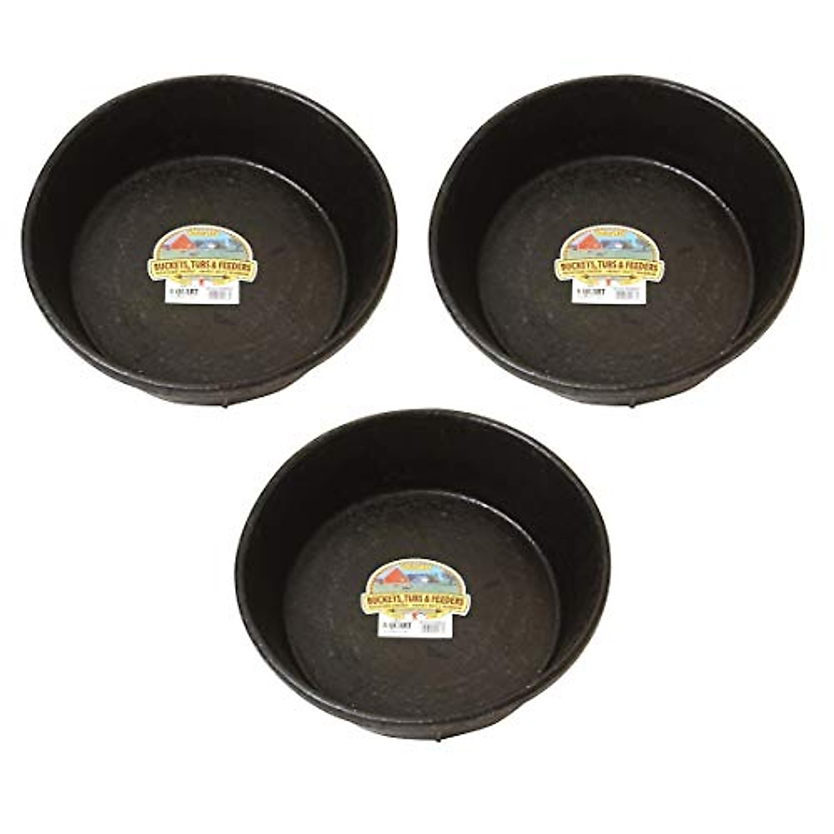 LITTLE GIANT 3 Pack of Corded Rubber Feed Pans, 8 Quart Capacity Each, for Dogs, Sheep, Pigs, and Other Animals