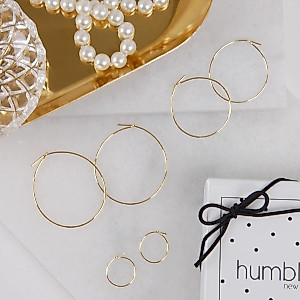Humble Chic Small Hoop Earrings for Women - Hypoallergenic Lightweight Wire Threader Loop Drop Dangles, Safe for Sensitive Ears, 18K Yellow - 0.5 inch