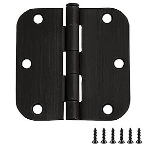 Design House 181438 Door Hinges for Interior Doors Radius Corner Steel Door Hinge Door Hardware, 3-1/2-inch x 3-1/2-inch, Oil Rubbed Bronze, 3-Pack