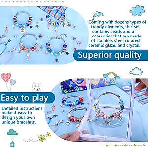 AIPRIDY Charm Bracelet Making Kit,Unicorn Mermaid Crafts Gifts Set Can Inspires Imagination and Creativity,Jewelry Making Kit Perfect Gifts for Girls 5-12 Years Old(72 Pieces Mermaid Aqua)