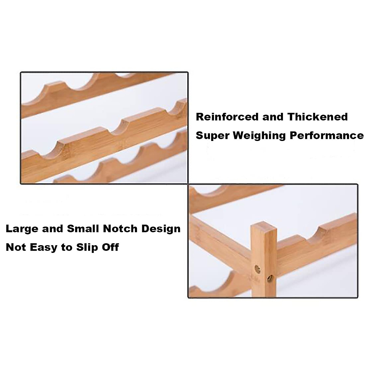 kework 8 Bottles Wine Rack, 2 Tier Nature Bamboo Wine Display Rack, Tabletop Wine Rack, Desktop Countertop Free Standing Wine Storage Shelf (8-Bottle)