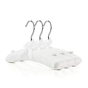 HANGERWORLD Pack of 3 Small Kids Satin Padded Hangers - 11.8inch Soft White Infant, Toddler and Baby Hangers for Nursery Closet
