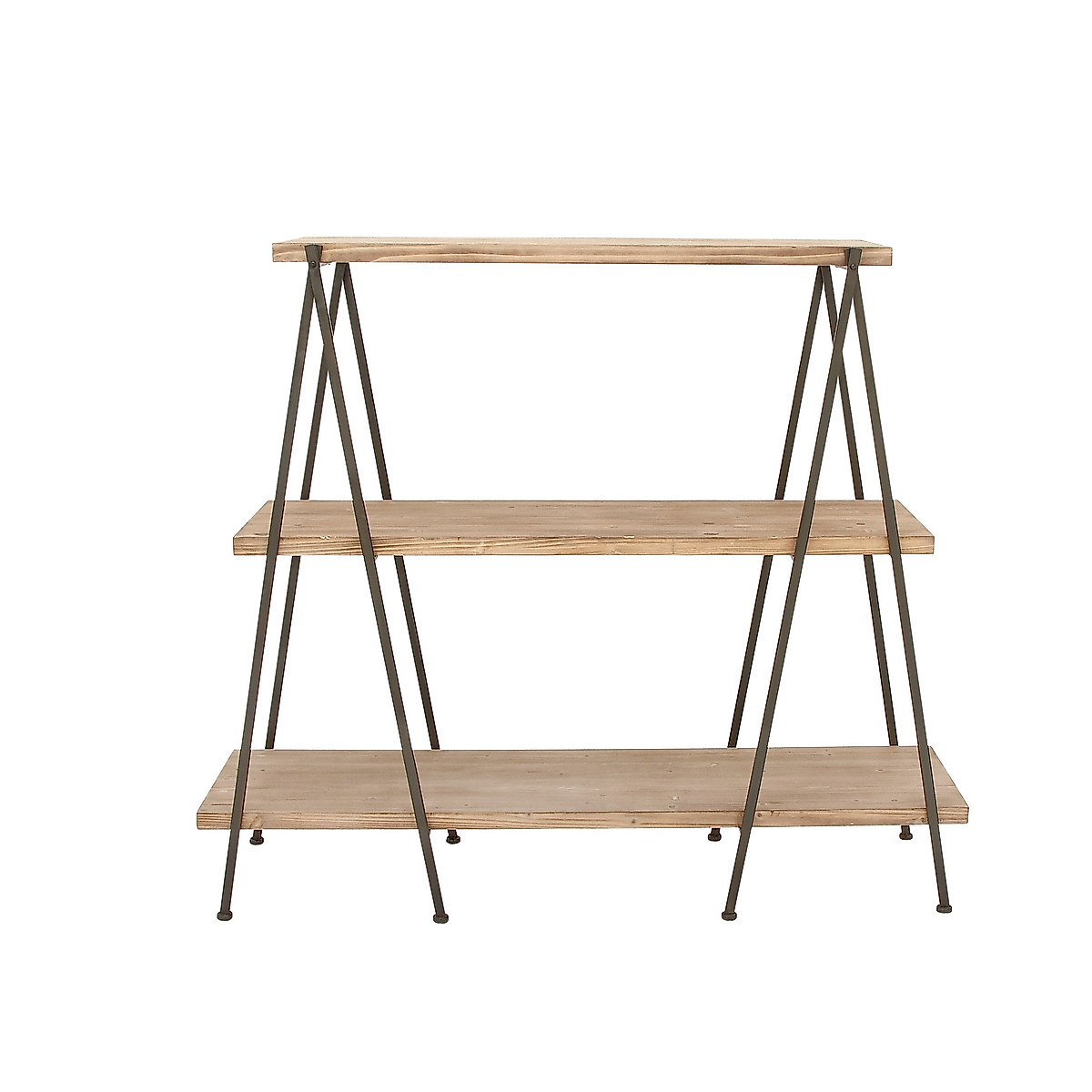 Deco 79 Antique Colonial Useful Wood Metal 3-Tier Shelf, 59" x 18" x 51", Brown