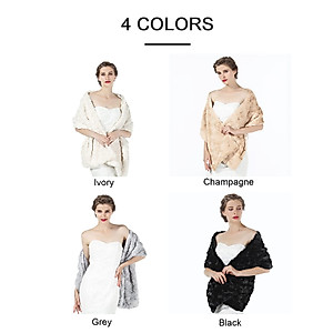 BEAUTELICATE Faux fur Shawl For Women Wedding Bridal Wrap Stole Shrug Warm Winter Cover Up for Evening Dress