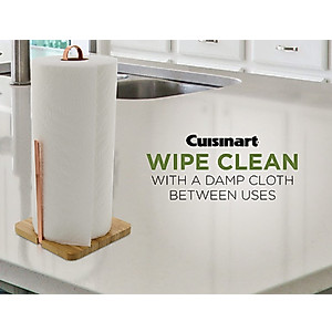 Cuisinart Stainless Steel Finish Paper Towel Holder with Solid Bamboo Base, Stainless Steel Arm for Tear Assistance, Countertop Paper Towel Dispenser, Fits Any Size Kitchen Towel Roll - Copper Finish