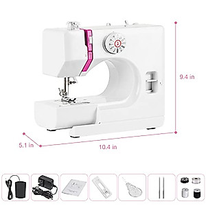 Sewing Machine for Beginners Mini Portable Sewing Machine with 12 Built-In Stitches Heavy Duty Handheld Electric Sewing Machine for Kids, Adjustable Speed & Great for Beginners, Pink