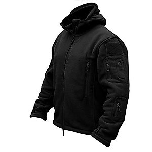 CRYSULLY Men's Fall Winter Coat Safari Jacket Fleece Hiking Travelling Fatigue Outdoors Snow Jacket Coat Black