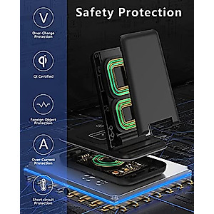 Wireless Charging Station, KOOPAO 3 in 1 Fast Wireless Charger Stand Dock Compatible with iPhone 14/13/12/11/Pro/Max/XR/XS/X, Fit for iWatch Series 7/6/5/SE/4/3/2, Airpods Pro/2/3 (with Adapter)