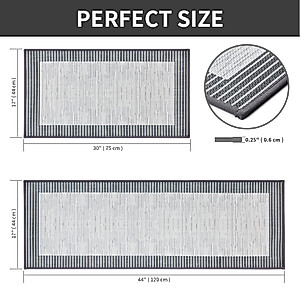 Oriannal 5x7ft Washable Area Rugs Boho Gray +2 PCS Kitchen Rugs Non-Slip 17 X30/17X47 Inch Gray and White