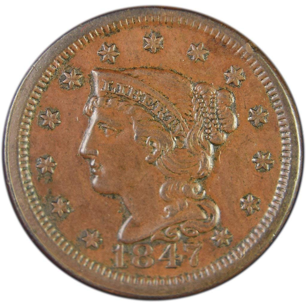 Braided Hair Large Cent in Circulated Condition 1839-1857 Random Coin