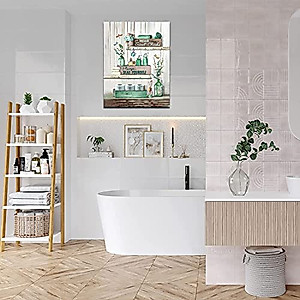 Bathroom Decor Wall Art, Bathroom Rules Wall Decor, Dragonfly Wall Art Teal Rustic Farmhouse Bathroom Canvas Prints Signs Wood Background Bathroom Pictures Artwork Framed Bath Laundry Home Decorations