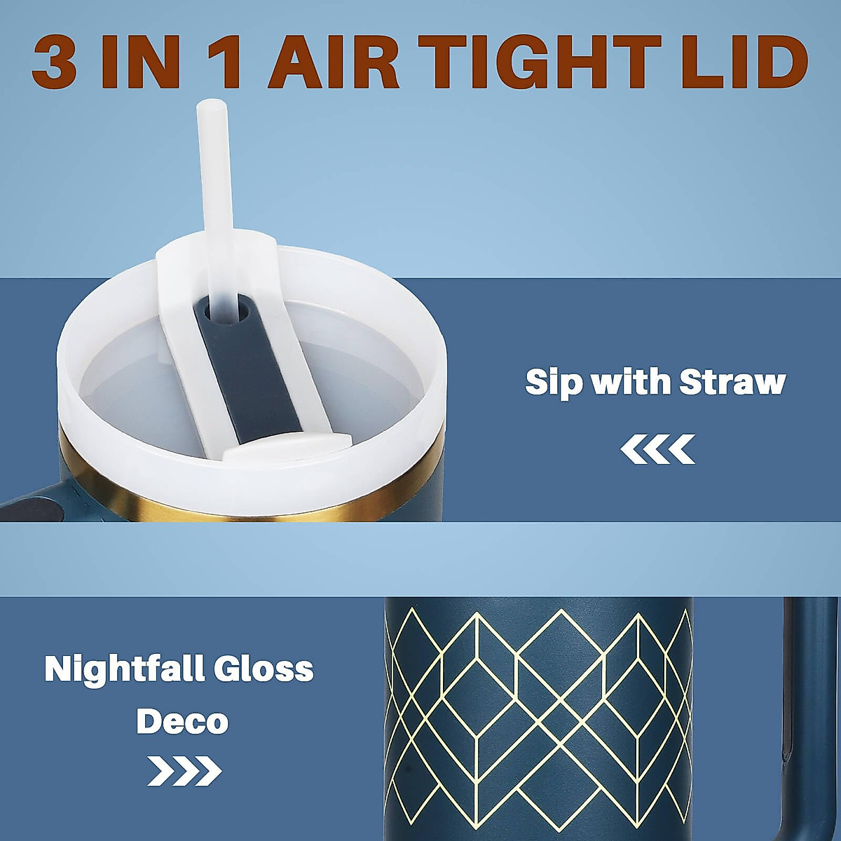 QXV 30 oz Tumbler with Handle and Straw Lid Insulated Reusable Stainless Steel Water Bottle Travel Mug Iced Coffee Cup Travel Mug for Hot and Cold Beverages, BPA-Free, 100% Leakproof Bottle