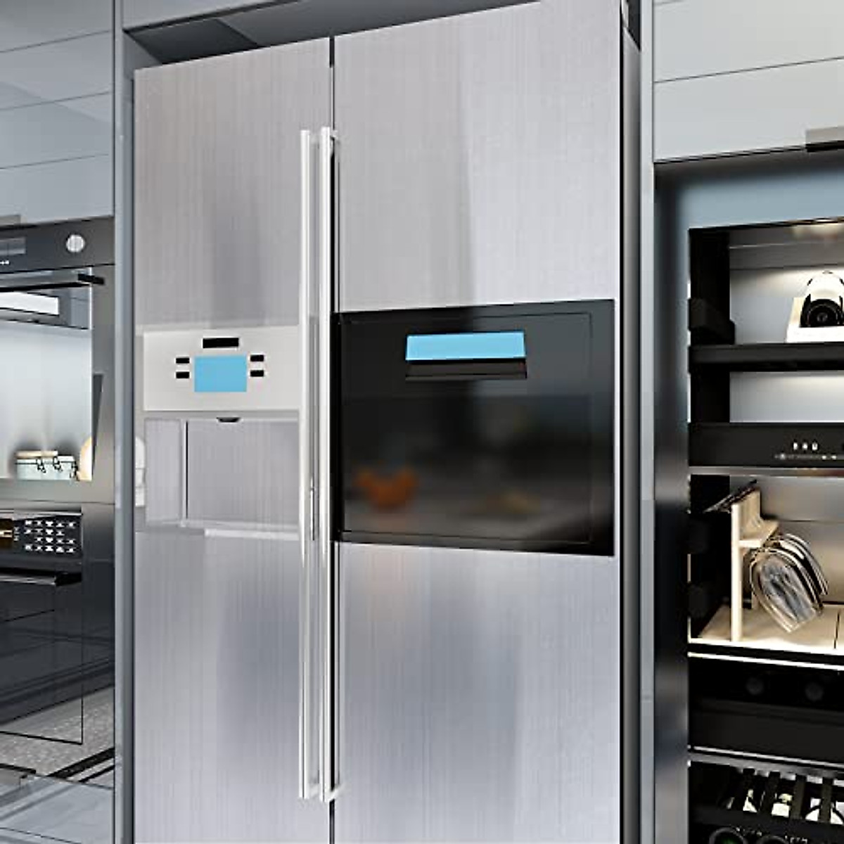 VEELIKE 15.7''x236'' Stainless Steel Contact Paper for Appliances Heat Resistant Self Adhesive Wallpaper Peel and Stick for Dishwasher Refrigerator Washing Machine Oven door Countertop Metal Furniture