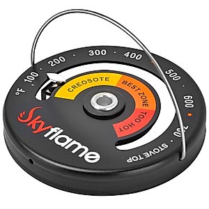 Skyflame Magnetic Top Thermometer Wood Stove Temperature Meter with Large Dial, Fireplace Accessories for Stove Top/Gas Stoves/Pellet Stove