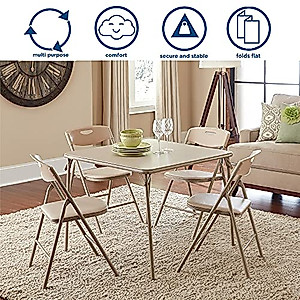 Cosco 5-Piece Folding Table and Chair Set, Antique Linen