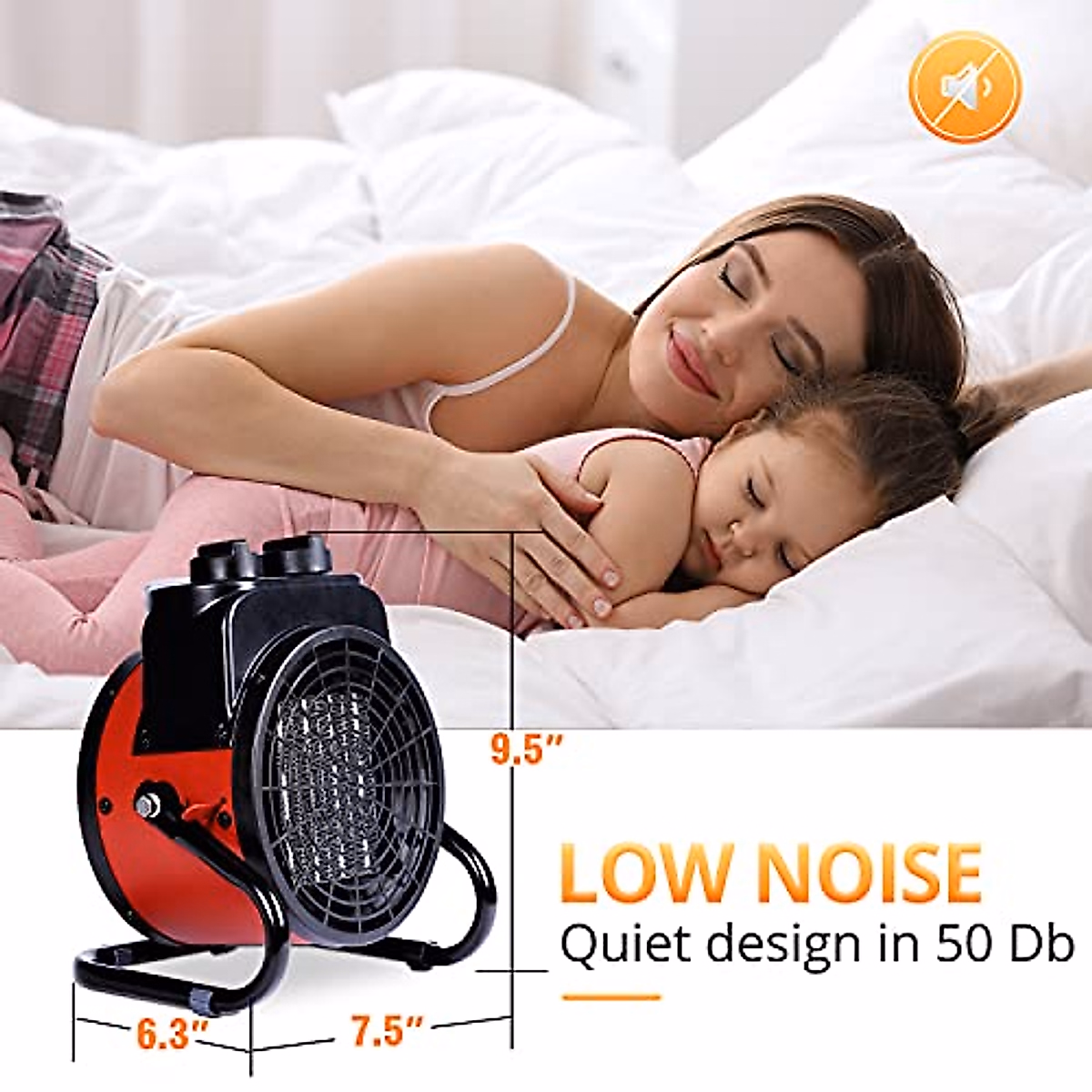 Electric Patio Heater, 1500W Outdoor Patio Heater Portable, 3s Fast Heating Garage Heater With 6 Feet Cord, Adjustable Thermostat, 90° Rotation, Sunday Living Outdoor Heaters for Patio, Red