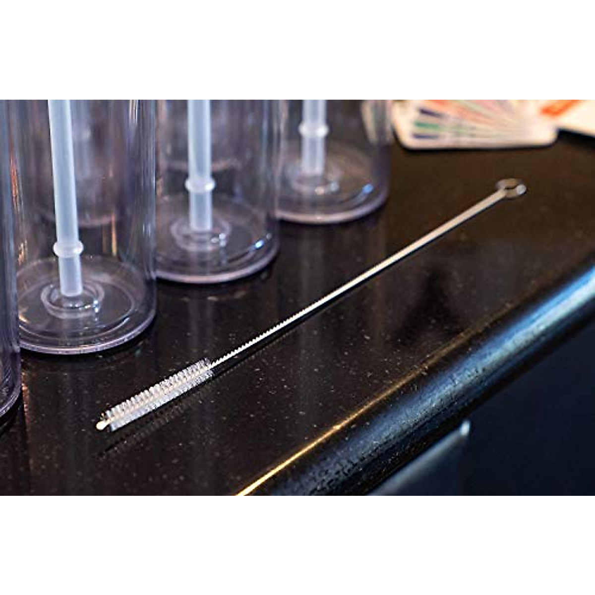 STRATA CUPS SKINNY TUMBLERS 12 Clear Acrylic Tumblers with Lids and Straws | Skinny, 16oz Double Wall Clear Plastic Tumblers With FREE Straw Cleaner & Name Tags! Reusable Cup With Straw (Clear, 12)