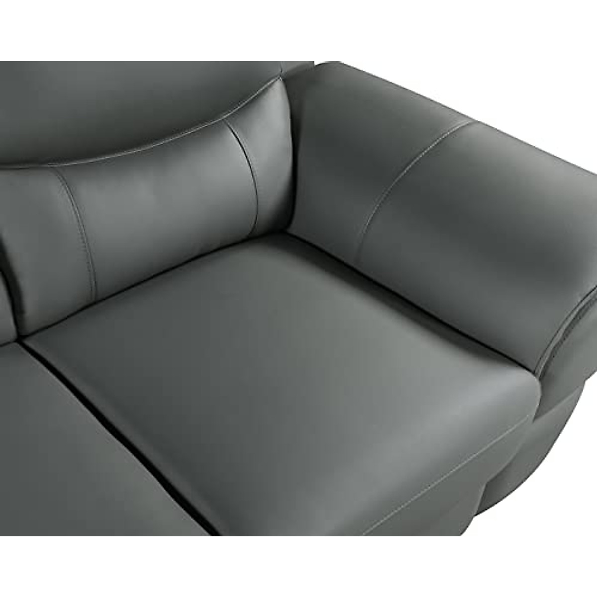Blackjack Furniture Binion 1 Piece Modern Genuine Leather Sofa for Living Room with Padded Headrest, Wide Arms & Chrome Accents, Elegant Upholstered Couch, Sofa, Gray