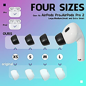 [2 Pairs] Brujula Memory Foam Ear Tips for AirPods Pro 1st & 2nd Generation, Anti-Slip Replacement Ear Tips with Noise Reduction Hole, Reduce Pain, Fit in The Charging Case (Medium)