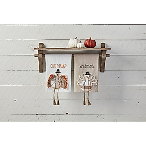 Mud Pie Thanksgiving Turkey Dangle Leg Towel, Give Thanks, 21" x 14"