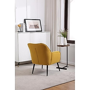 Ochangqi Modern Mid Century Velvet Sherpa Armchair, Accent Chair for Living Room Bedroom and Office, Easy Assembly, Comfy and Stylish Sofa Chair (Yellow)