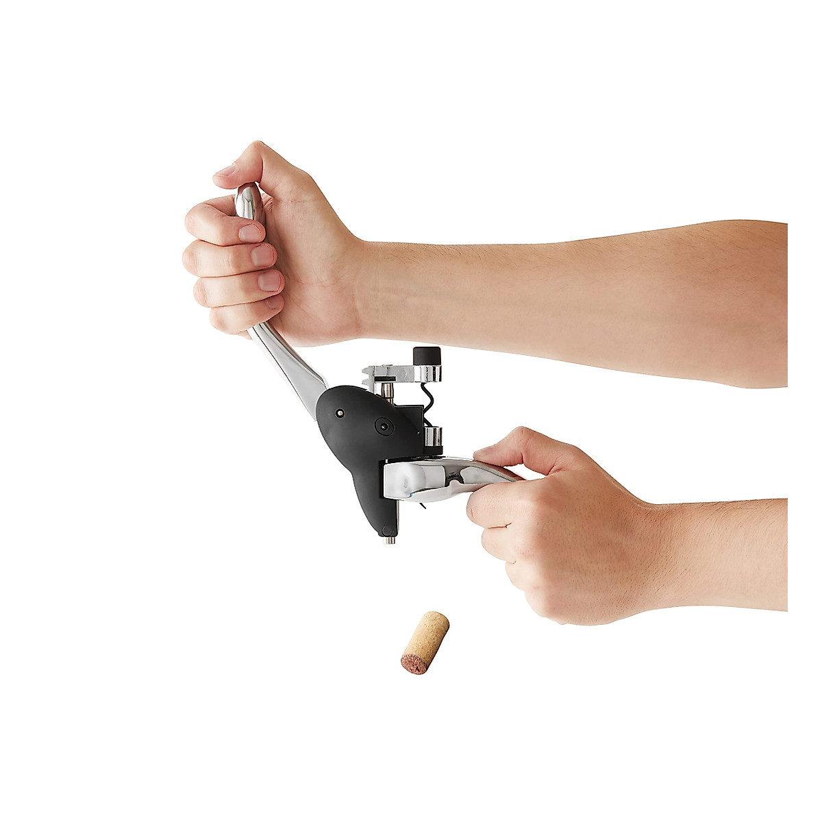 Houdini Corkscrew Wine Opener, Includes Foil Cutter and Extra Spiral, Black