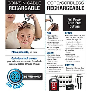 Conair Cordless 22-piece Hair Clipper, Use Corded or Cordless