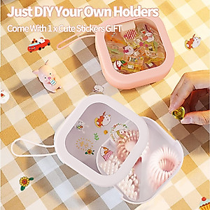 Inovat Hair Tie Organizer, 6 Pcs Small Portable Hair Tie Storage Holder Qtip Dispenser for Hair Tie Accessories, Small Items Holder Containers for Home Office Outdoor Travel Organizer, Pink&White