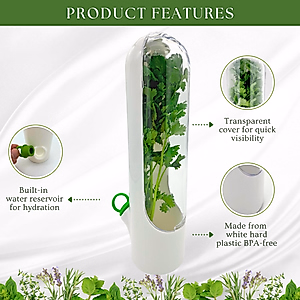 Happy Shopper Deluxe Herb Keeper for Refrigerator Set of 3 – Compact Herb Saver with Built-in Ventilation, and Water Reservoir – Keeps Herbs Fresh Longer in Fridge or Countertop