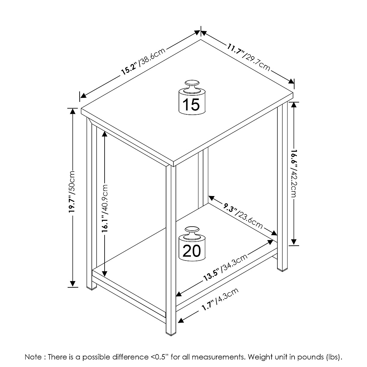 Furinno Simplistic Metal Frame End Table, 1-Pack, Espresso