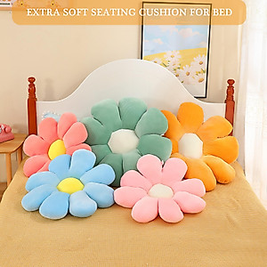Menoeceus Flower Pillow, Daisy Pillow Flower Shaped Throw Pillow, Cute Decorative Pillows, Floor Pillow Seating Cushion, Plush Pillow Room Decor for Bedroom Sofa Chair (Green, 15.75")
