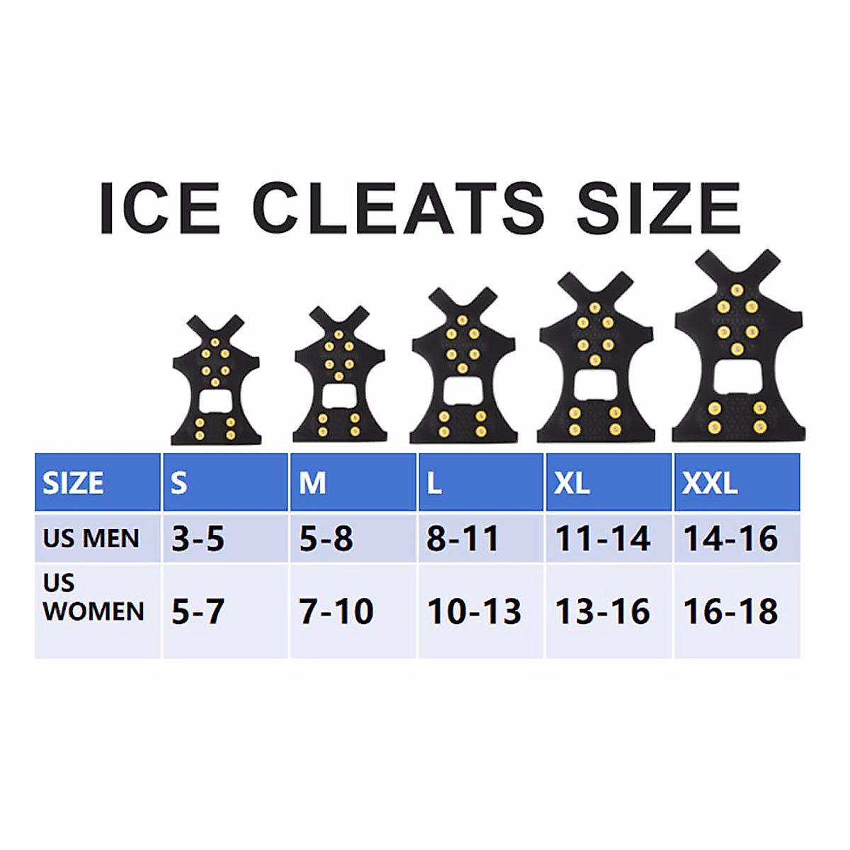 Aliglow Ice Snow Grips Over Shoe/Boot Traction Cleat Spikes Anti Slip Footwear