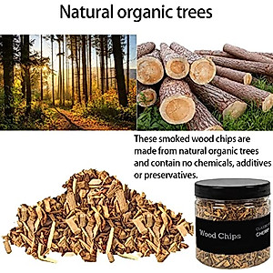 QUKLOGEN Natual Wood Chips for Smoker,Drinks,Cocktail,Whisky,Bourbon,Smoker Grill,Bar Smoke Infuser Wood Chips Set with Apple,Cherry,Hickory and Peartree 4 Different Wood Chips