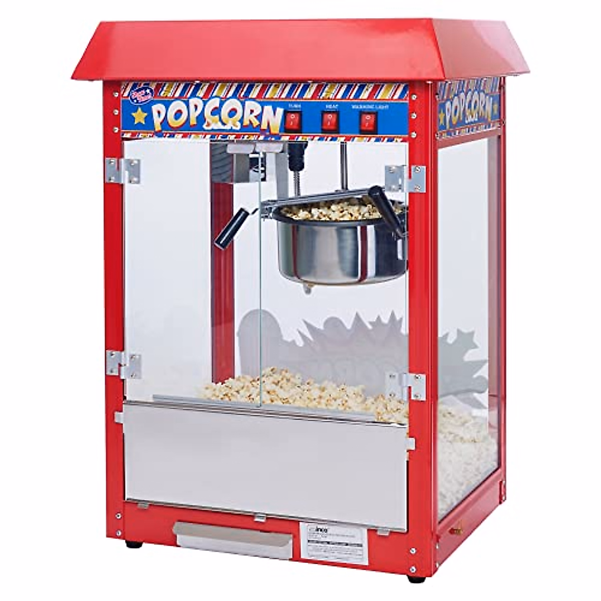 Winco POP-8R Popcorn Machine, 8 Ounce, Red