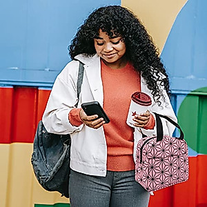 Lopbraa Large Lunch Bags for Women and Men Teen Tote Insulated Reusable Anime Thermal Lunch Box Picnic Travel for School Office Work, Pink