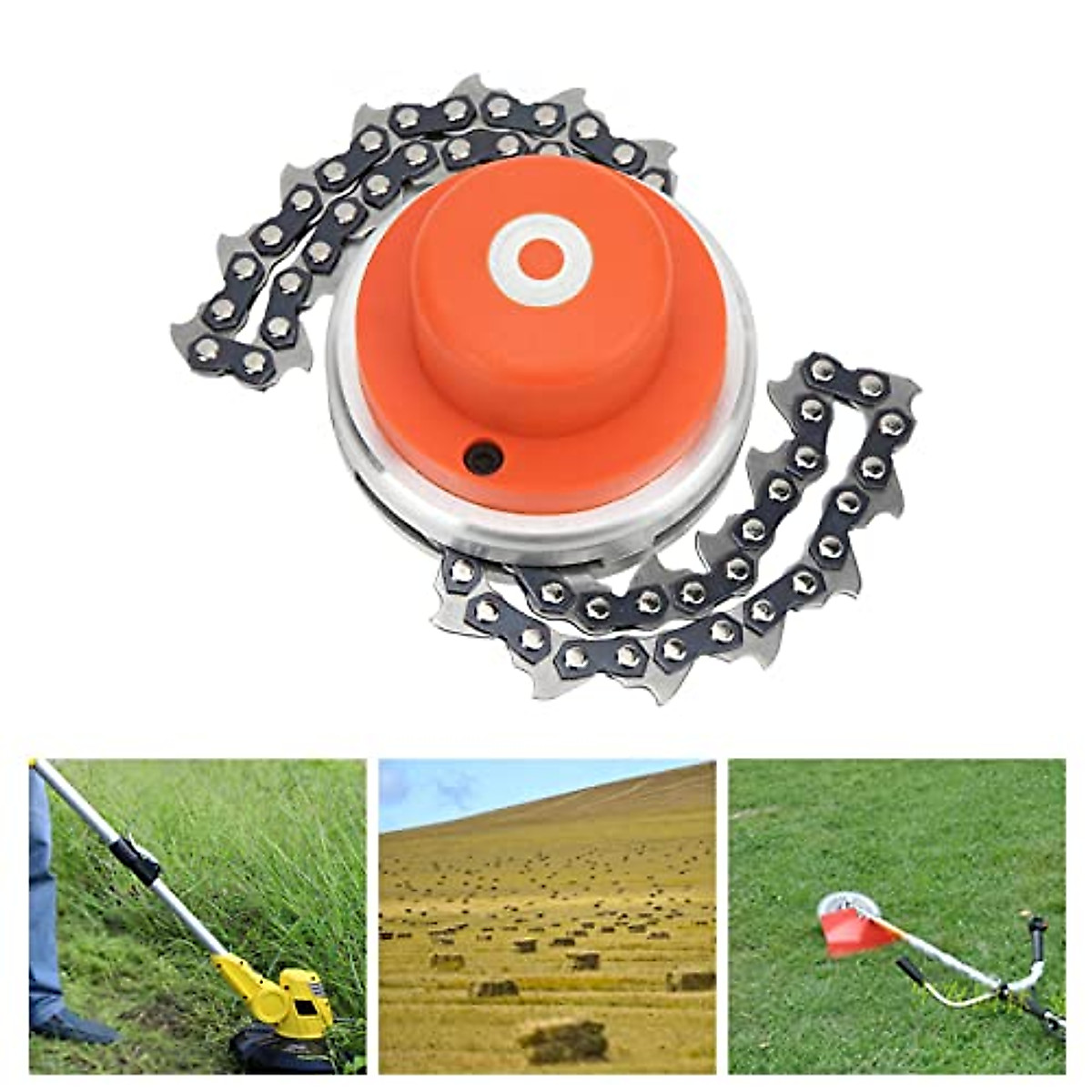 Trimmer heads, effective abrasion resistant brush trimmer head with chain for garden