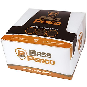 Bass Pergo AirCell Guitar Strap for Electric Guitar, Bass & Acoustic with 3.5" Wide Neoprene Pad w/ 4 Straps Locks, Adjustable Length from 47" to 55.", Black – Soft & Durable