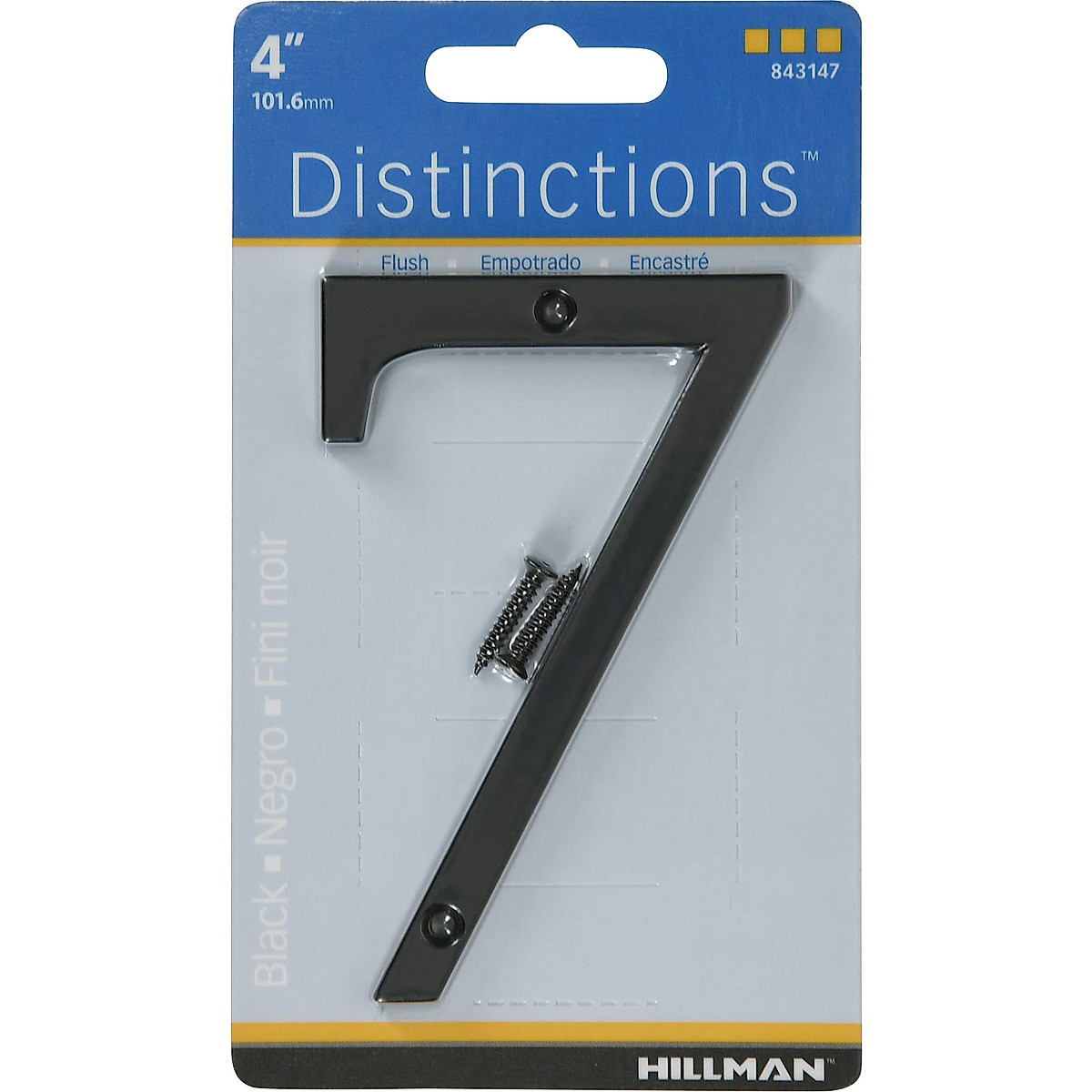 Distinctions 843147 Black Flush-Mount 4-Inch House Number 7