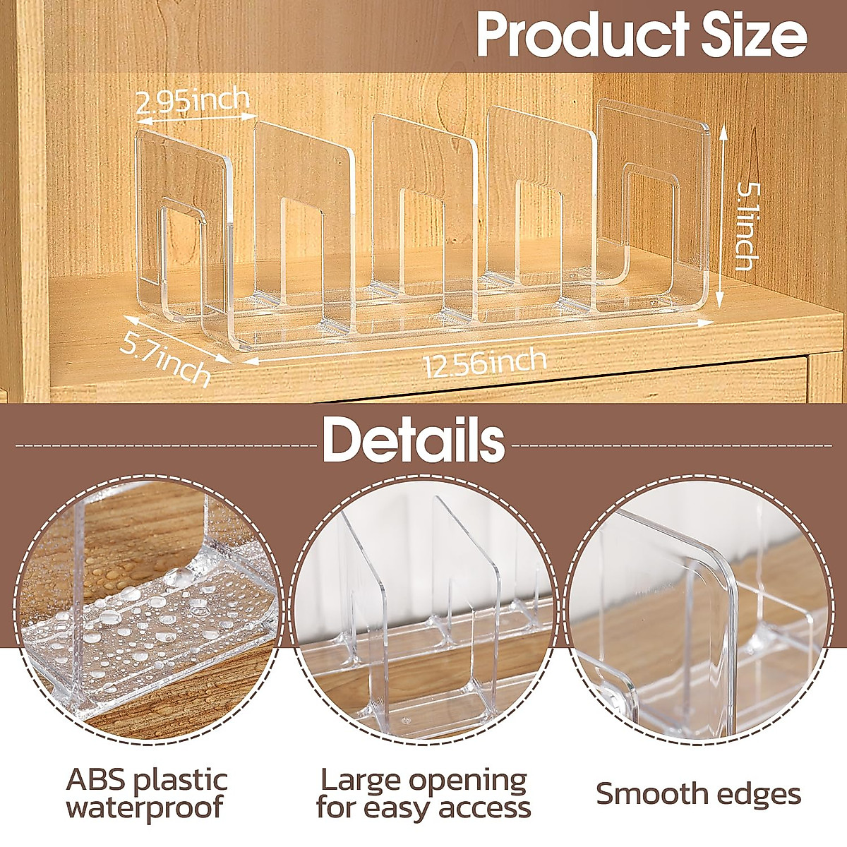 frtzal Purse Closet Organizer,Purse Organizer for Closet,Handbag Organizer,Desk File Sorter Purse, 4 Clear Handbag Storage Shelf - Plastic Clutch Dividers