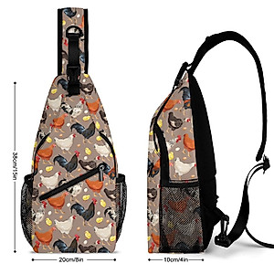 VSOFMY Sling Bag for Men Women Crossbody Sling Backpack Bag for Travel Hiking Daypack Chest Bag Chicken
