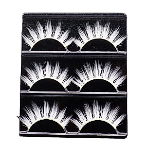 White Lashes Cosplay White False Eyelashes MUQIU37 Thick Natural White Fake Eye Lashes Can Be Painted Easter Eyelashes Halloween Costume Party Eye Lashes Tool Stage Performance (MQ701-5 Pairs-17mm)