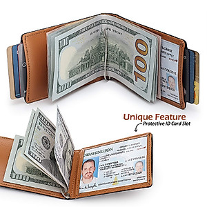 PRIMOXE RFID Blocking Bifold Slim Vegan Leather Minimalist Front Pocket Wallets for Men Money Clip