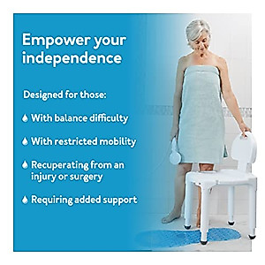 Carex Bath Seat And Shower Chair With Back For Seniors, Bath Chair For Elderly, Disabled, Handicap, and Injured Persons, Supports Up To 400lbs, Shower Seat For Inside Shower